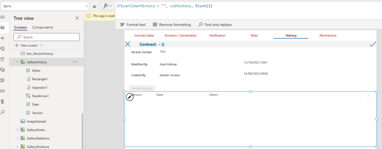 Power App version history