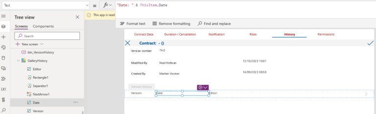 Power App version history