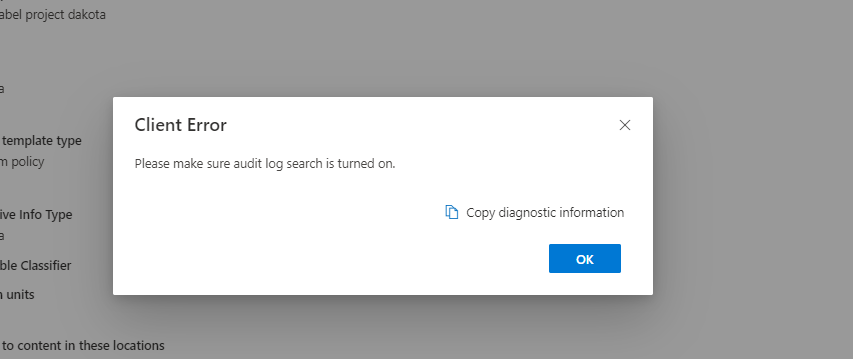 Purview Auto Labeling Policy For Sharepoint Onine Client Error Please